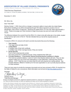 REAL ID – Letter to Tribal Staff - AVCP