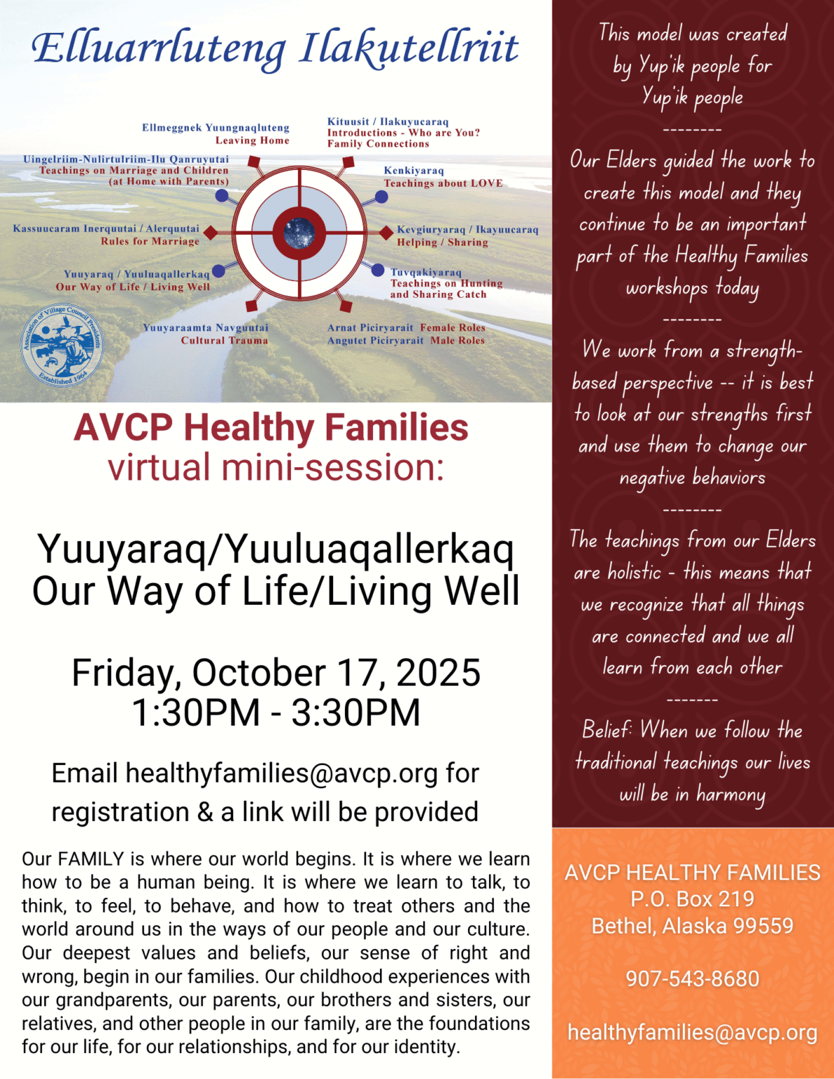 AVCP Healthy Families Virtual Mini-Session: Yuuyaraq/Yuuluaqallerkaq ...